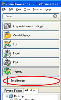 Sending images by email with ZoomBrowser EX 5.x