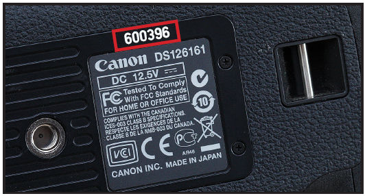 How to find the serial number location on a Canon EOS DSLR or ...