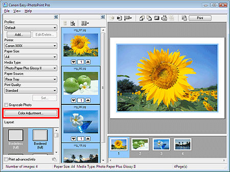 Printing with the customized color and brightness using Easy-PhotoPrint Pro