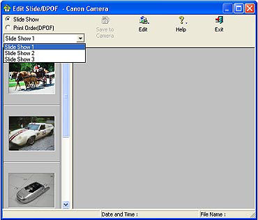Setting up slide shows on the camera using ZoomBrowser EX 5.x