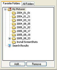 Selecting folders in ZoomBrowser EX ver. 5.x