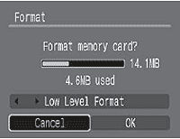 Procedure for formatting the SD card PowerShot A610 and A620