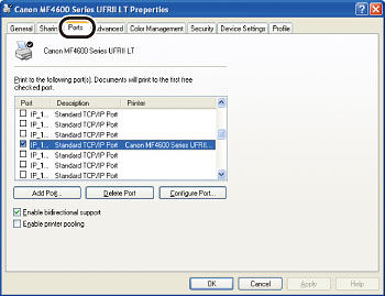 Setting and Changing method of printer driver port