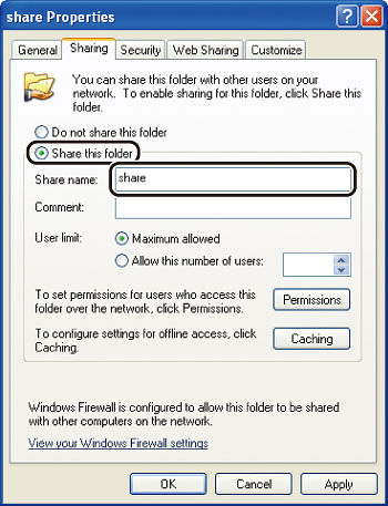 Check the shared folder settings.