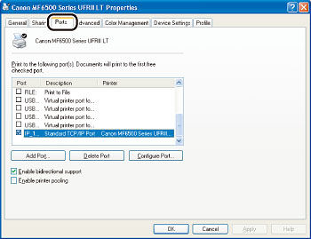 Adjusting network port settings in the print driver.(MF6595cx/MF6595 ...