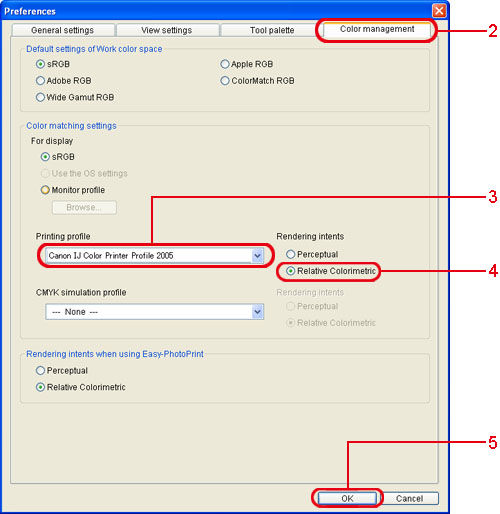 How to set a printing profile using Digital Photo Professional (DPP).