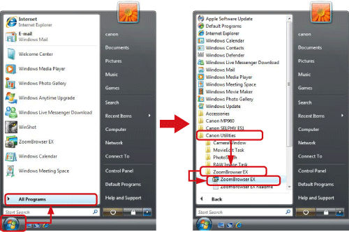 Printing an image using ZoomBroswer EX version 6.x.