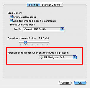 Assigning MP Navigator EX to Start when a Scanner Button is Pressed
