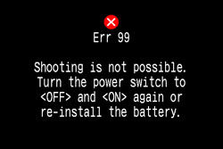 Explaination of error messages that appear on the LCD of the EOS ...
