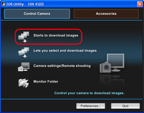How to download images to EOS Utility from the EOS Digital Rebel XTi.