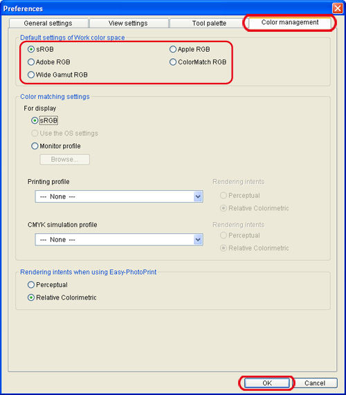 How to set a work color space in Digital Photo Professional when ...
