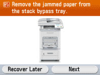 Removing a paper jam from the stack bypass tray.