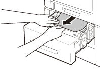 Remove the paper jammed in cassette drawer 2.