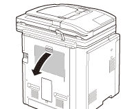 Removing a paper jam from the back cover. - Color imageCLASS MF8450c