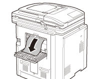 Removing a paper jam from the back cover. - Color imageCLASS MF8450c