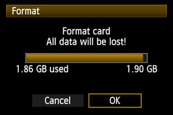 Formatting the memory card with the EOS 50D