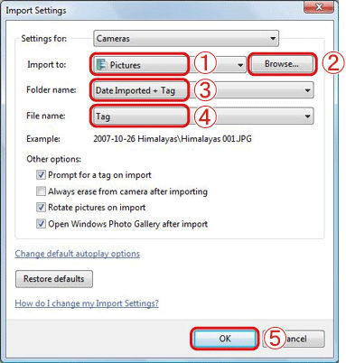 Downloading images using Windows Scanner and Camera Wizard.