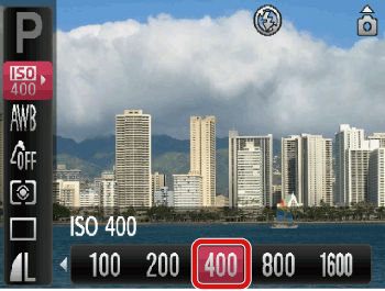 Setting ISO speed with the PowerShot SD1200 IS.