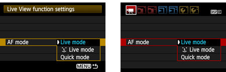 Changing the AF Mode to Use the Live View Function to Shoot Still ...