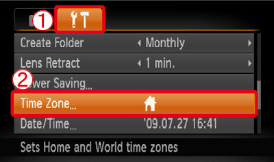 Using the World Clock (Setting Time Zones) with the PowerShot SD940 IS.