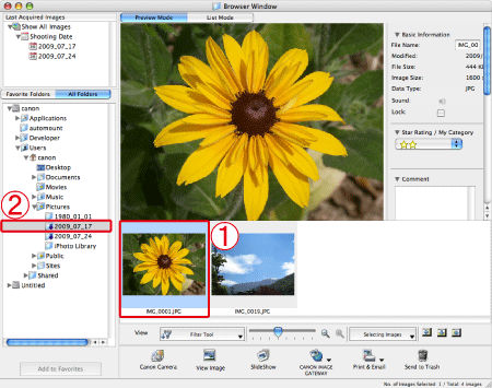 Using ImageBrowser to transfer / download images to a Macintosh OS X ...