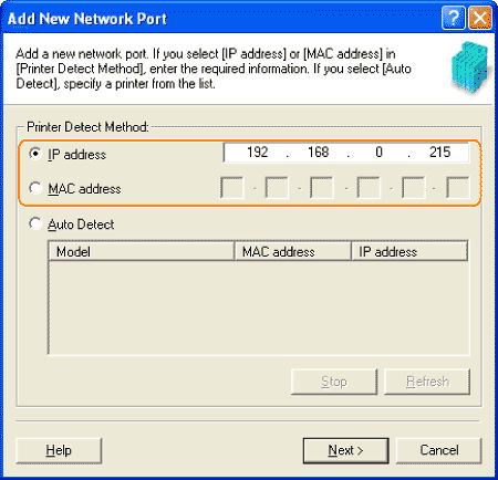Port Settings to Print in a TCP/IP Environment (Windows)