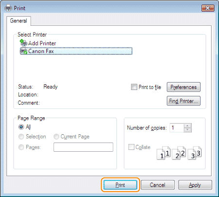 Faxing a Document from a Computer (MF8350Cdn/MF8050Cn)