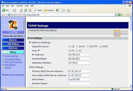 Setting the IP Address.