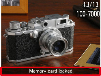 The [Memory card locked] message appears on the screen