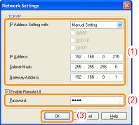 Setting the IP Address Using the Printer Status Window (LBP6300)