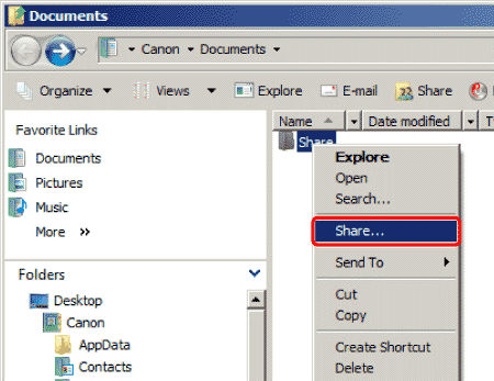 Setting Shared Folder (Windows Server 2008) (MF9200 Series)