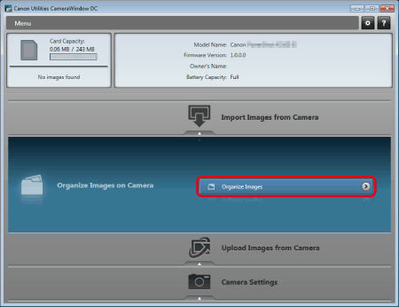 Upload images to memory card in camera using Camera Window 8