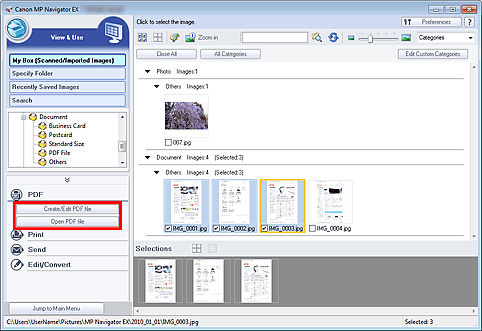 Using MP Navigator EX to Create/edit PDF Files (LiDE 110, LiDE 210)