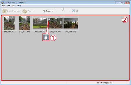 Importing images using a memory card reader (ZoomBrowser EX 6.x)