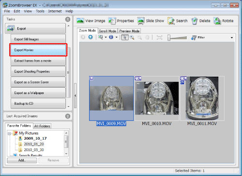 Changing Movie Sizes and Types (ZoomBrowser EX 6.7-6.8)