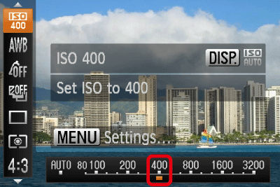Setting ISO speed (PowerShot S95)