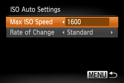Setting ISO speed (PowerShot S110)