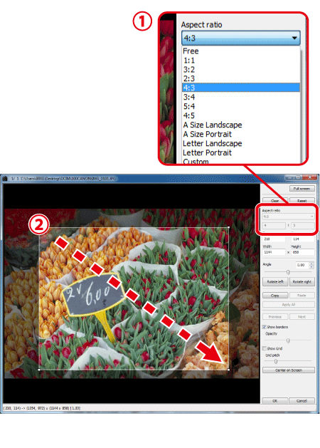 How do I trim an image using Digital Photo Professional Ver.3.11 - 3.12?