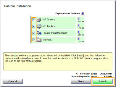 Installing Driver / Software (Network Connection) (MF4570)