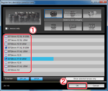 How do I register lens peripheral illumination correction data using ...