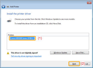 Installing Driver / Software (Network Connection) (MF4570)