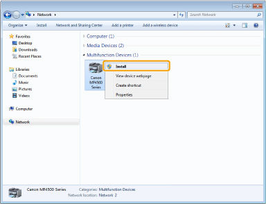 Installing Driver / Software (Network Connection) (MF4570)