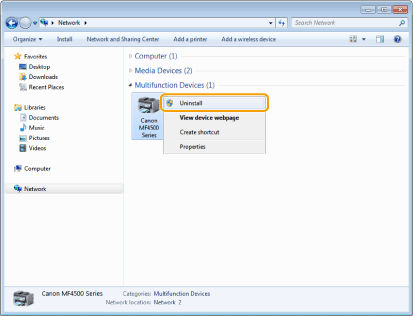 Uninstalling Software (MF4570)