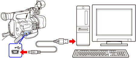 Connecting the Camcorder to a Computer (XF105/XF100) via USB