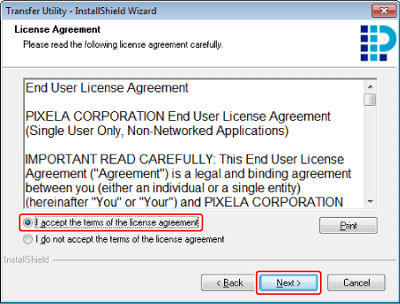 Installing PIXELA Transfer Utility