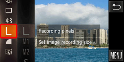 Changing the recording pixels and compression ratio of an image taken ...