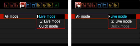 How to change the AF Mode on the EOS Rebel T3/T3i in Live View Mode.