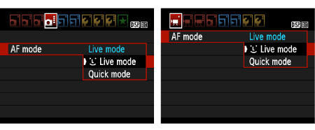 How to change the AF Mode on the EOS Rebel T3/T3i in Live View Mode.