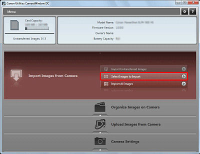 Saving Images to a Computer with CameraWindow 8.10 (or later)