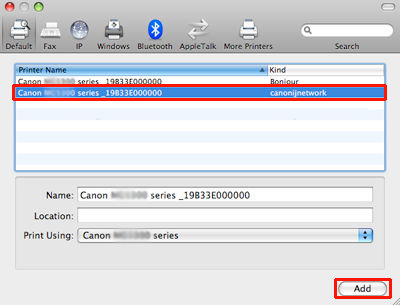 Select canonijnetwork printer driver
